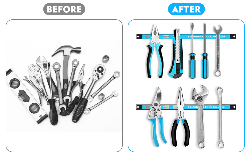 Amazon.com: 8 pack 12''Magnetic Tool Holder Strip,Metal Tool Magnet Bar for Garage Organization ...