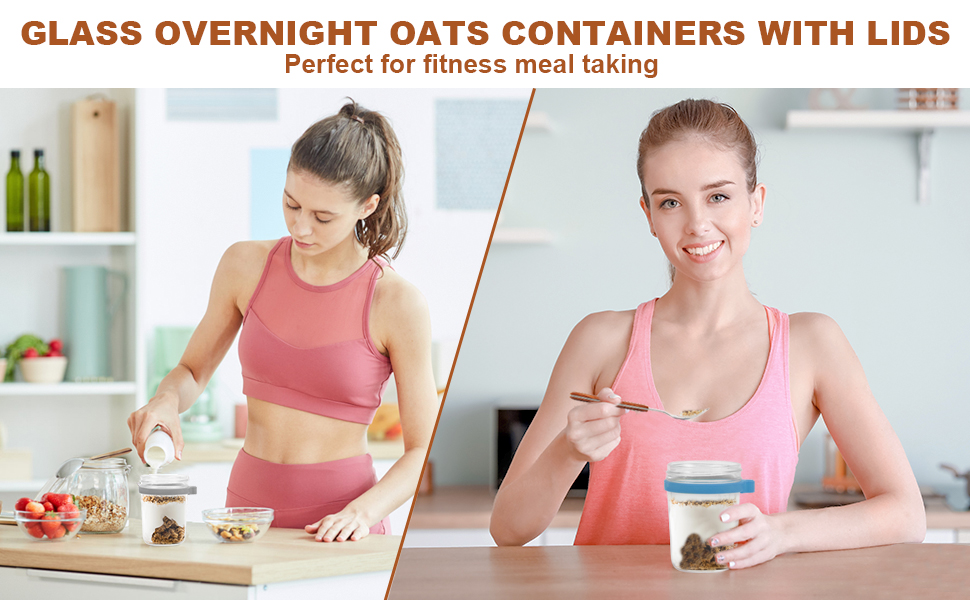 Amazon.com: TAOUNOA 9 Pack Overnight Oats Container, 12oz Glass Overnight Oats Containers with ...