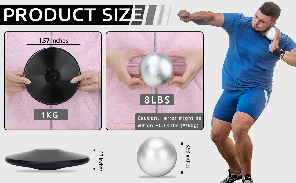 Amazon.com : Zealor 2pcs Iron Shot Put Set 1kg Shot Put Rubber Discus Black Shot Put 8lbs Shot ...