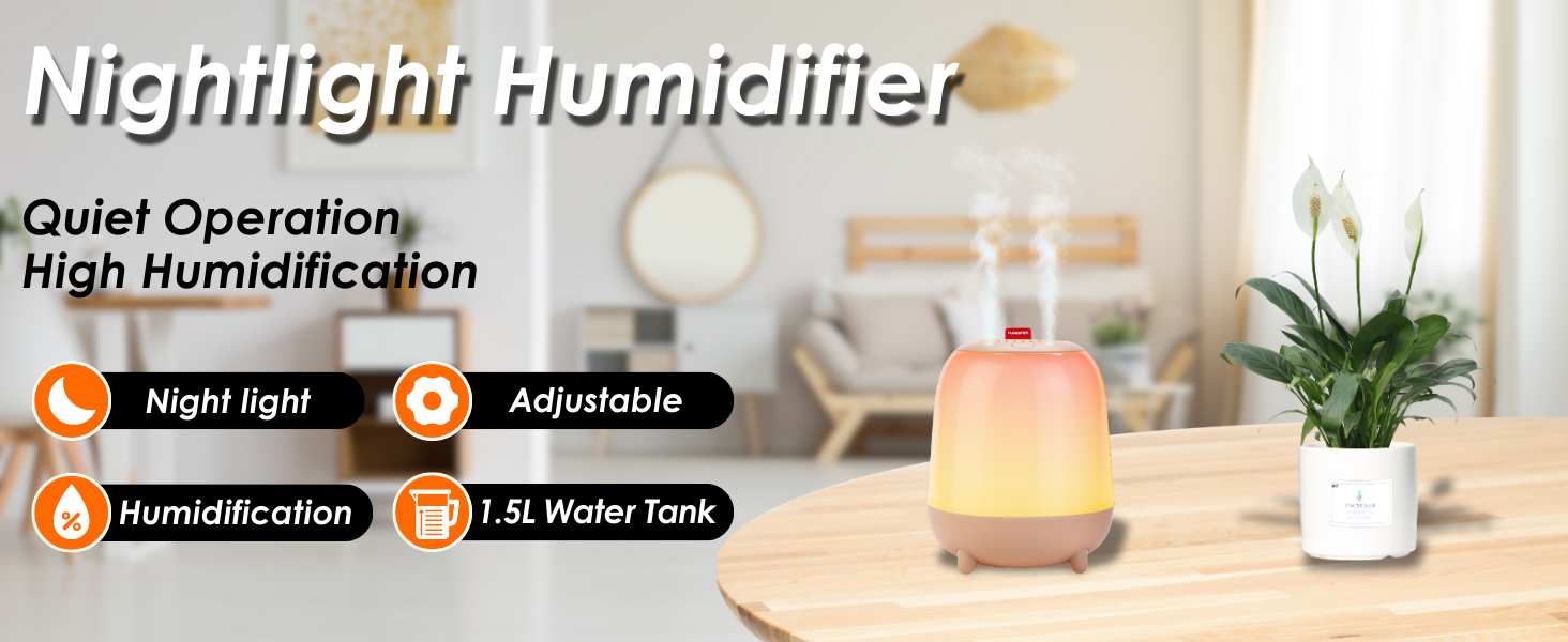 Amazon.com: Humidifiers for Bedroom with Nightlight, Ultrasonic Cool Mist Humidifier Top Fill ...