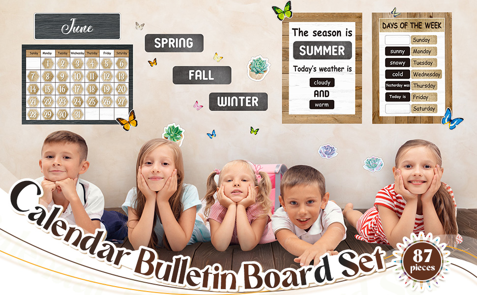 Amazon.com: 87 Pieces Rustic Calendar Bulletin Board Set Classic ...