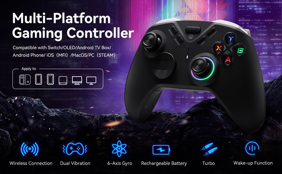 Amazon.com: BINBOKPLAY Wireless Gaming Controller for Switch 2/PC/Steam/Android/Switch, Multi ...