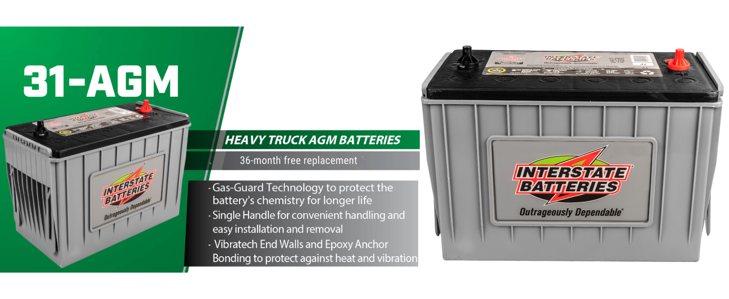 Amazon.com: Interstate Batteries Heavy Duty Marine Deep Cycle Battery 12V 100Ah 925CCA (31-AGM7 ...