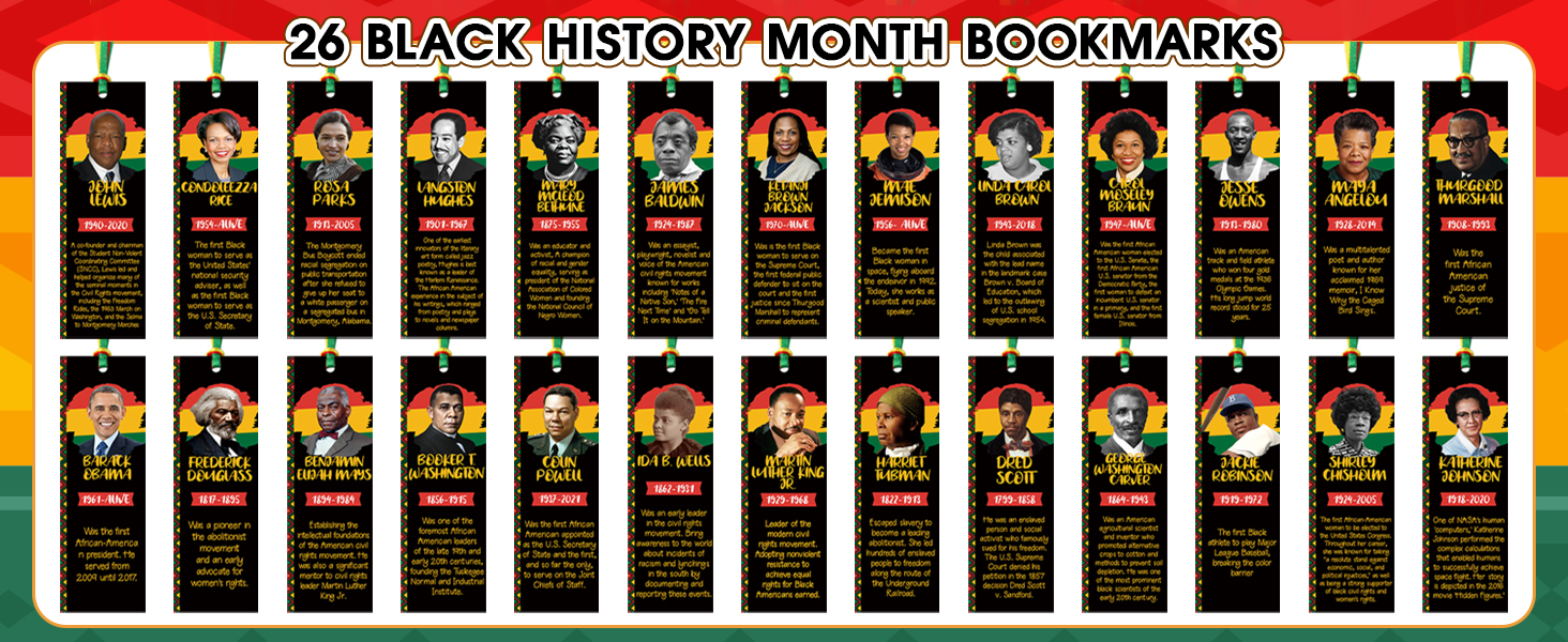 Amazon.com: Black History Bookmarks, 26 Pcs Black History Month ...
