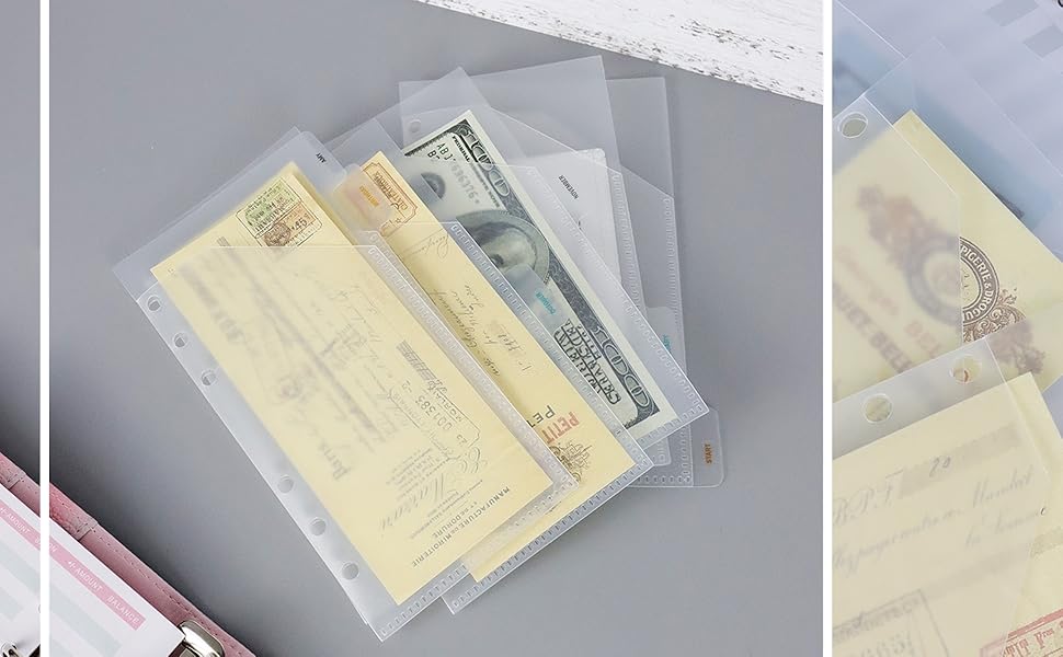 Amazon.com : 2 Sets 6 Tabs Cash Envelope for Personal A6 Budget Sheet Pockets Folder, Loose Leaf ...