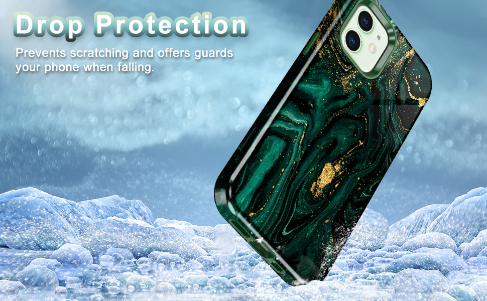 Amazon.com: Btscase iPhone 12/12 Pro Case, Heavy Duty Three Layer Marble Shockproof Full Body ...