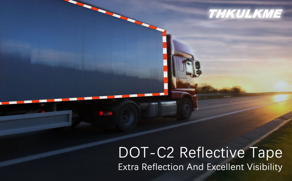 THKULKME DOT-C2 Reflective Tape 2 Inch X 100 Feet Red White Reflector Adhesive Conspicuity ...