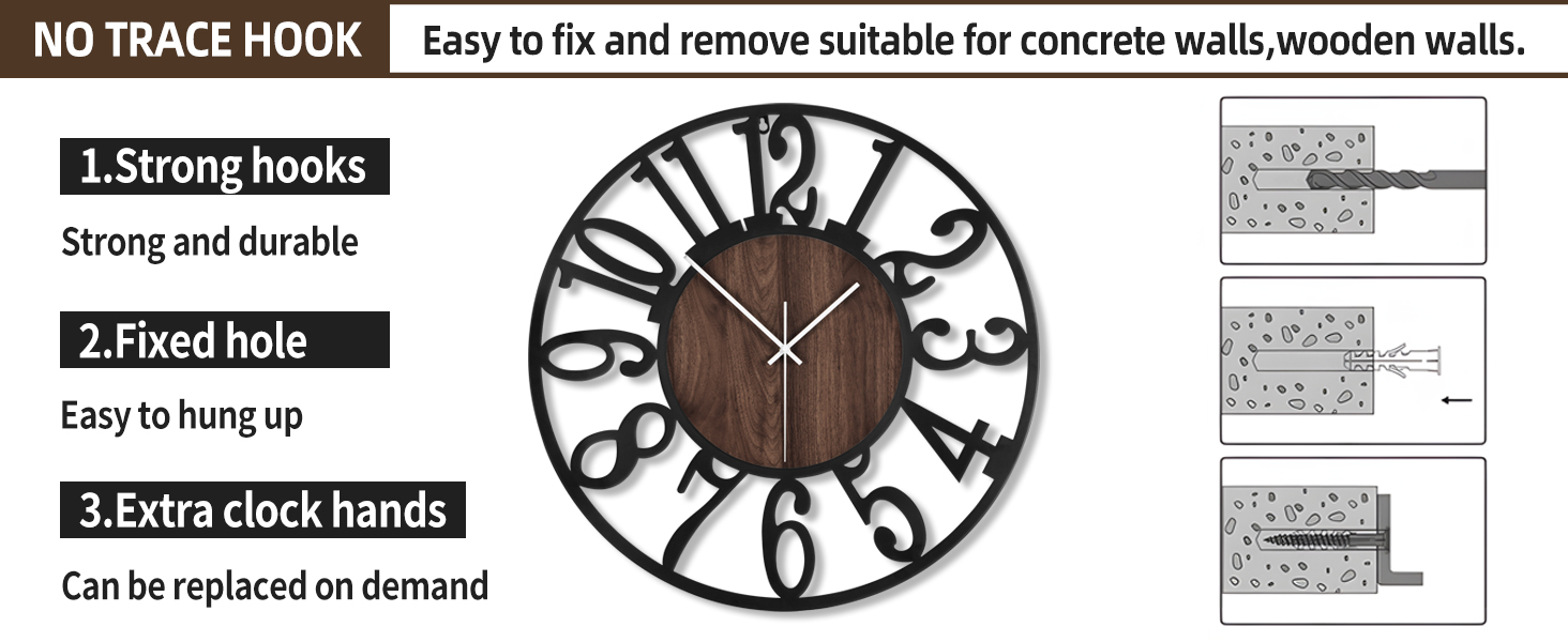 Amazon.com: Mee 2ou Large Wall Clock for Living Room Decor, 24 Inch Non ...