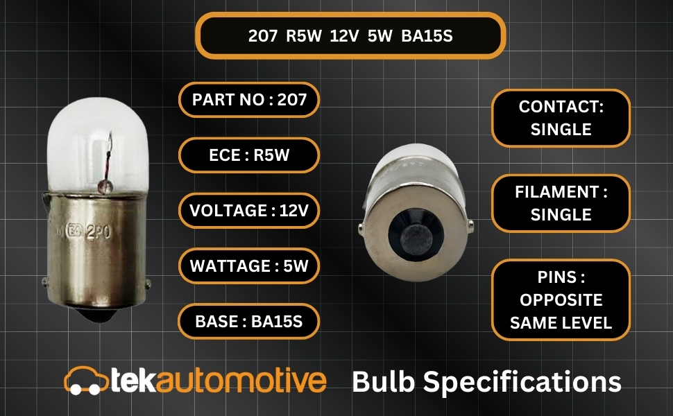 Tek Automotive 207 R5W Bulb 12V 5W Bulb Side Light Tail Brake Number Plate Interior Motorcycle ...