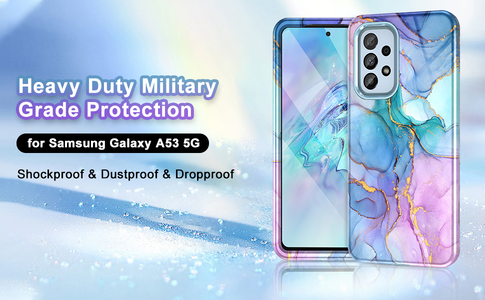 Amazon.com: Btscase for Samsung Galaxy A53 5G Case, Marble Pattern 3 in 1 Heavy Duty Shockproof ...