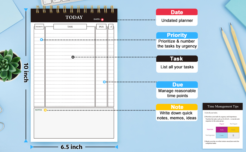 Amazon.com : Daily To Do List Notepad - Undated Daily Planner 120 Pages, To Do List Notebook ...