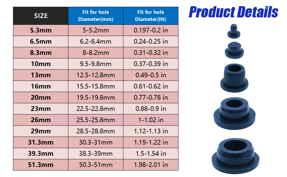 Amazon.com: 8PCS 1inch / 26mm Black Hole Plugs Silicone Rubber Plugs for Round Holes, Rubber ...