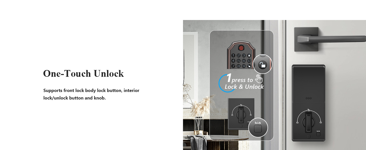 ZSZ Smart Locks for Front Door, Keyless Entry Door Lock with Fingerprint, Keypad & Code Unlock ...