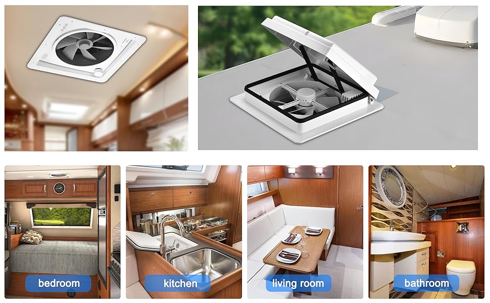 Amazon.com: EcoSynic Quiet RV Roof Vent with Rain Sensor, Automatic RV Vent with Reversible ...