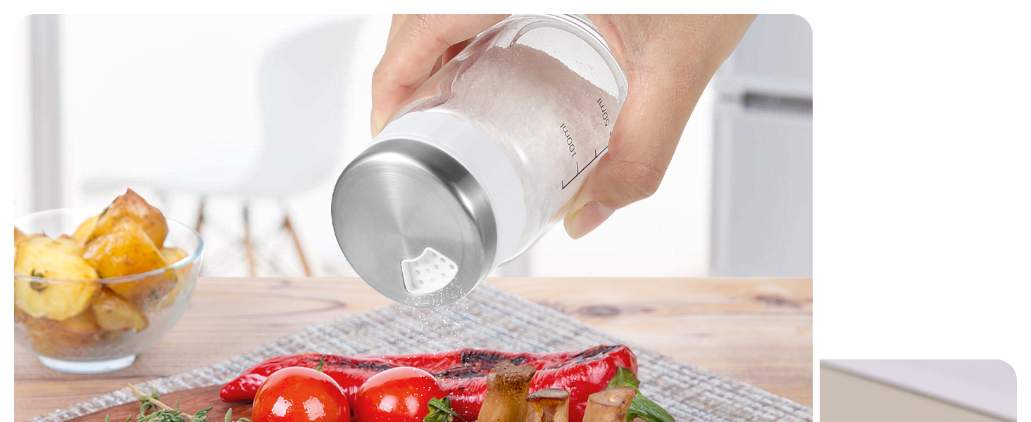 Amazon｜VKCHEF 調味料入れ スパイスボトル 調味料ポット 砂糖入れ 耐熱ガラス 新生活 調味料収納 調味料缶 コショウ 塩 調味料ケース 粉容器 七味入れ キッチン 台所 ...