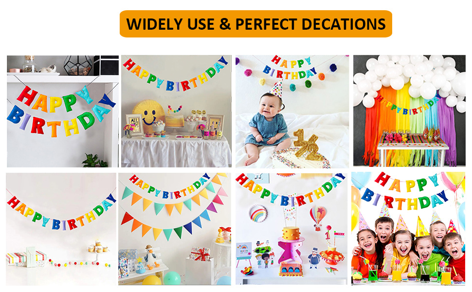 Amazon.com: Felt Happy Birthday Banner-Personalized Rainbow Birthday ...