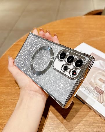 Amazon.com: phylla for Samsung Galaxy S22 Ultra Magnetic Gradient Glitter Phone Case Compatible ...