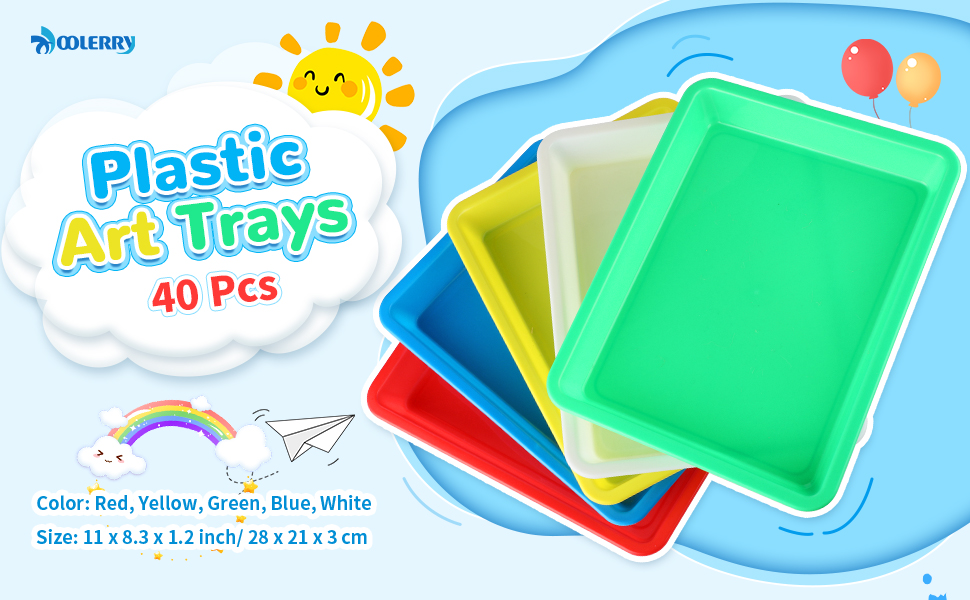 Amazon.com: 40 Pcs Plastic Art Trays Stackable Art Trays for Kids ...