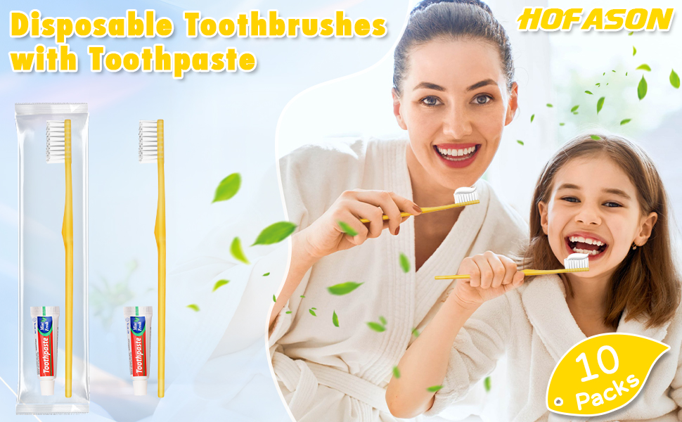 Amazon.com: HOFASON Disposable Toothbrushes With Toothpaste Pack of 10 ...