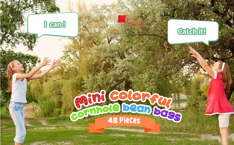 48 Pieces Cornhole Bean Bags for Tossing, Durable Nylon All-Weather Bean Bags, Mini Beanbags ...