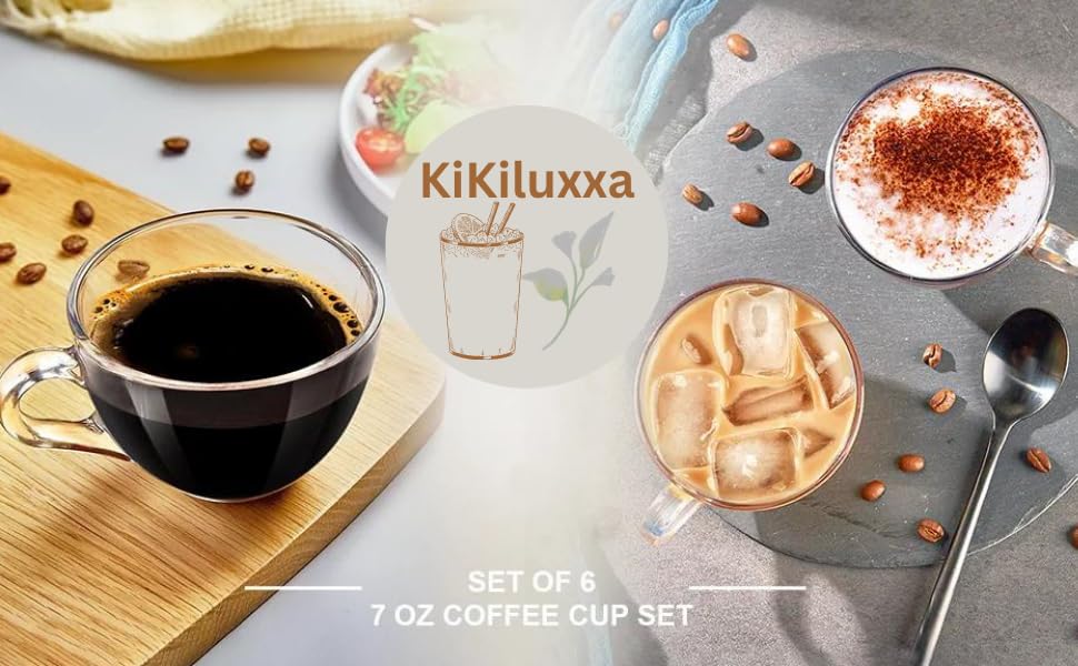 Buy KiKiluxxa Glass Green Tea and Cold Coffee Cup Set of 6 - Home and ...