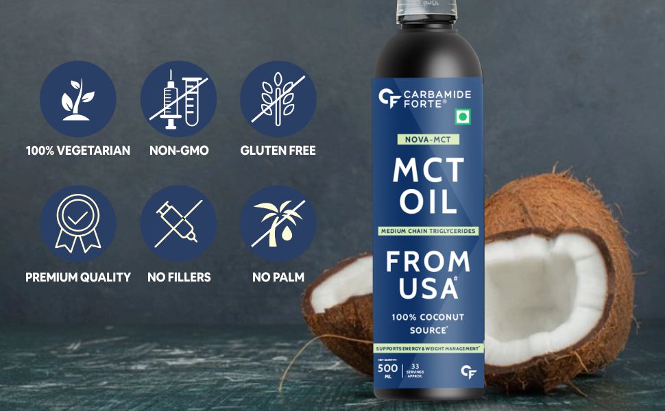 Carbamide Forte Pure MCT Oil C8 From USA | 100% Coconut Source | Keto & Paleo Friendly - 500ml ...