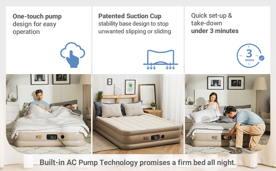 Amazon.com: Simpli Comfy 18" Raised Queen Inflatable Air Mattress with Built-in AC Pump, Fast ...