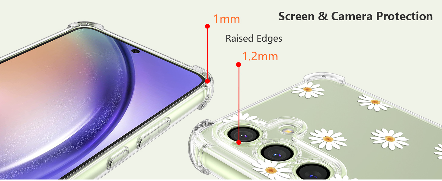 ZTOFERA for Samsung Galaxy S24 Case Clear Cute Flower Pattern for Women Girls Protective ...