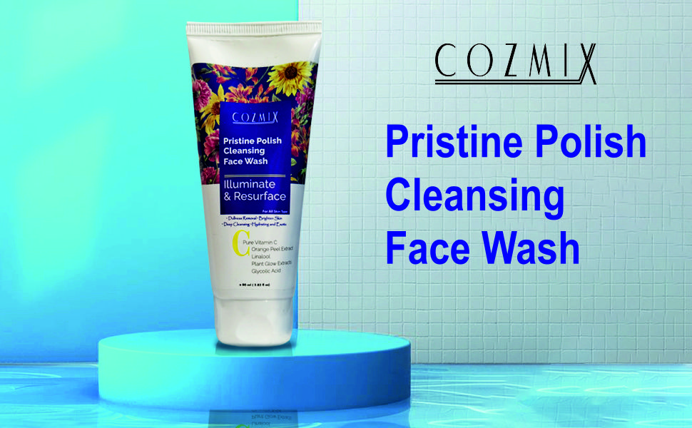 COZMIX Pristine Polish Cleansing Face Wash, Vitamin C Face Wash, Brightening Face Wash, Orange ...