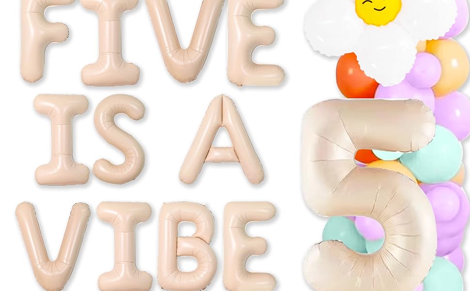 Amazon.com: JeVenis Five is a Vibe Birthday Decorations 5th Birthday Decorations Groovy Daisy ...