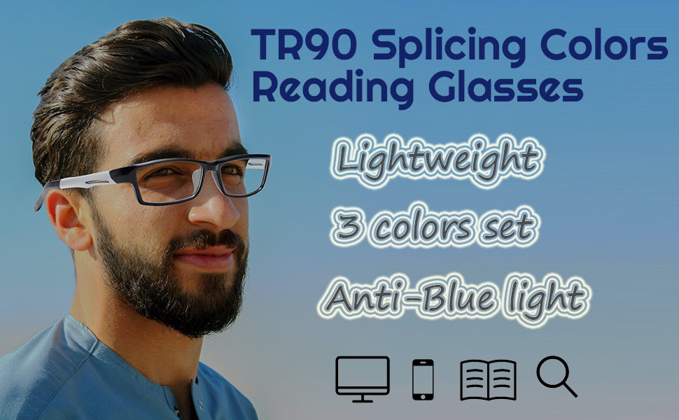 Amazon.com: Hubeye 3 Pack TR90 Frames Fashion Patchwork Color Reading Glasses for Women Men ...