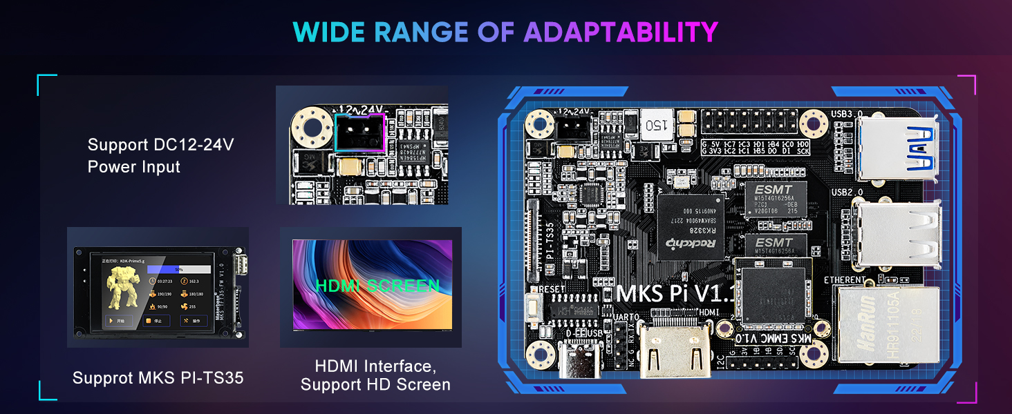 Amazon.com: Makerbase MKS PI V1.1 Conrtrol Board DC12/24V 15W with PI-TS35 Touch Screen SOC Runs ...