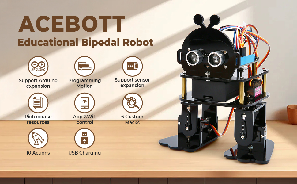 Amazon.com: ACEBOTT Bionic Biped Robot Kit for Arduino ESP32 Electronic ...