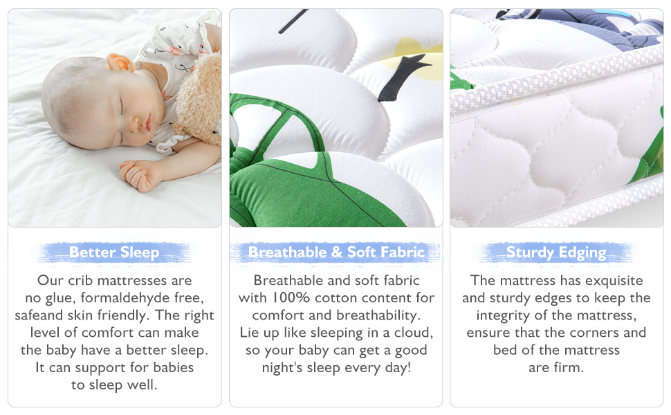 Amazon.com : Tiankehan Premium Foam Baby Crib Mattress & Toddler Mattress–Breathable- 52" x 27.6 ...