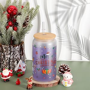 Amazon.com | pengtai Christmas Gifts Cups,Christmas Glass Tumbler,16oz ...