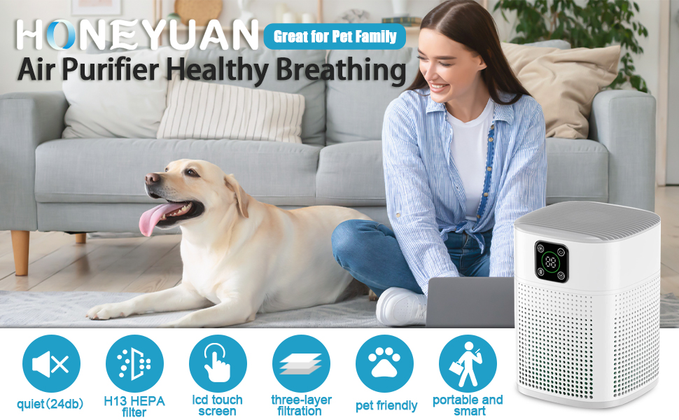 Honeyuan - Purificadores de aire para recámara, H13 HEPA purificador de aire para el hogar ...