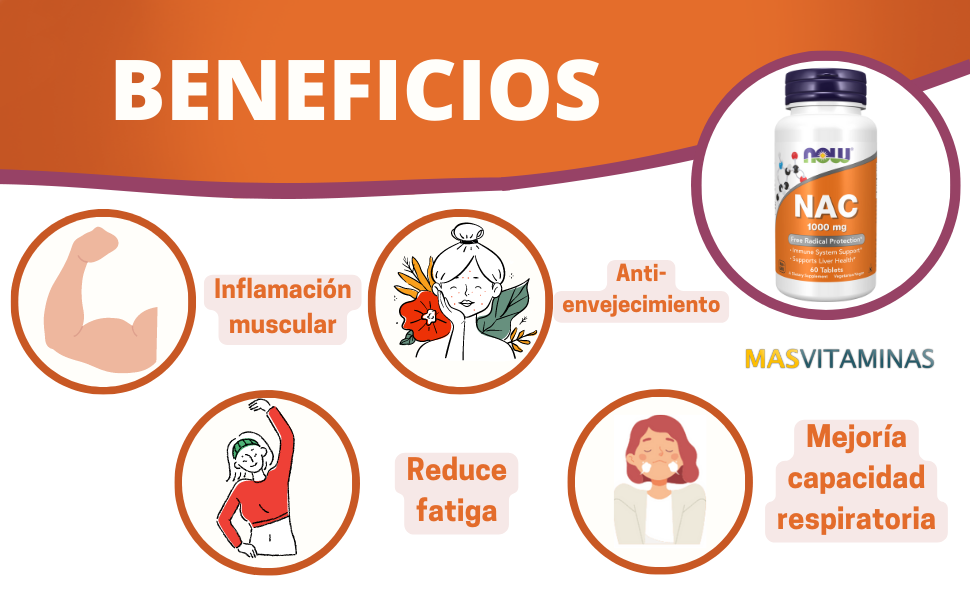 NOW Suplementos, NAC (N-acetil-cisteína) 1,000 mg, Protección de Radicales Libres*, 60 Tabletas ...