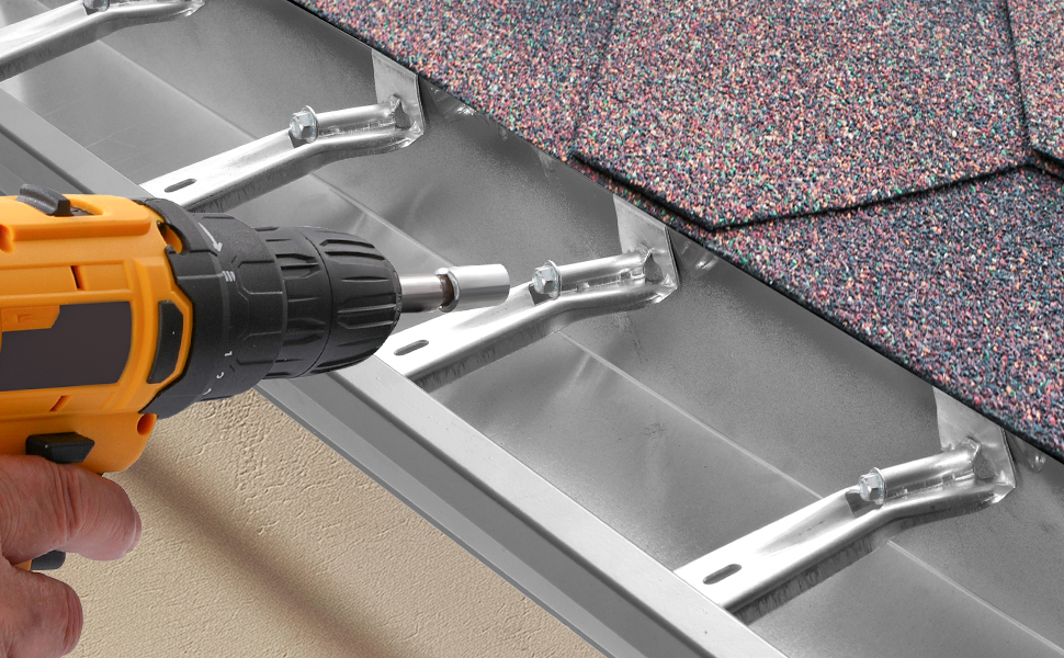 5 Inch Gutter Hangers, Hidden Aluminum Gutter Brackets with Assembled Screw - Support Sagging ...