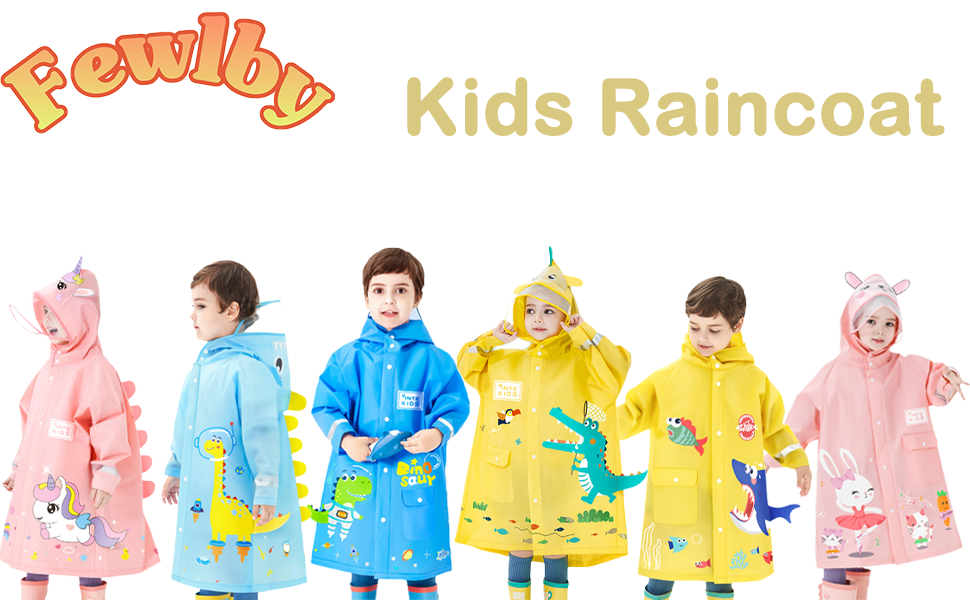 Amazon.com: Kids Raincoat Boys Girls Rain Poncho Toddler Waterpoof Rain Jacket Children Cartoon ...