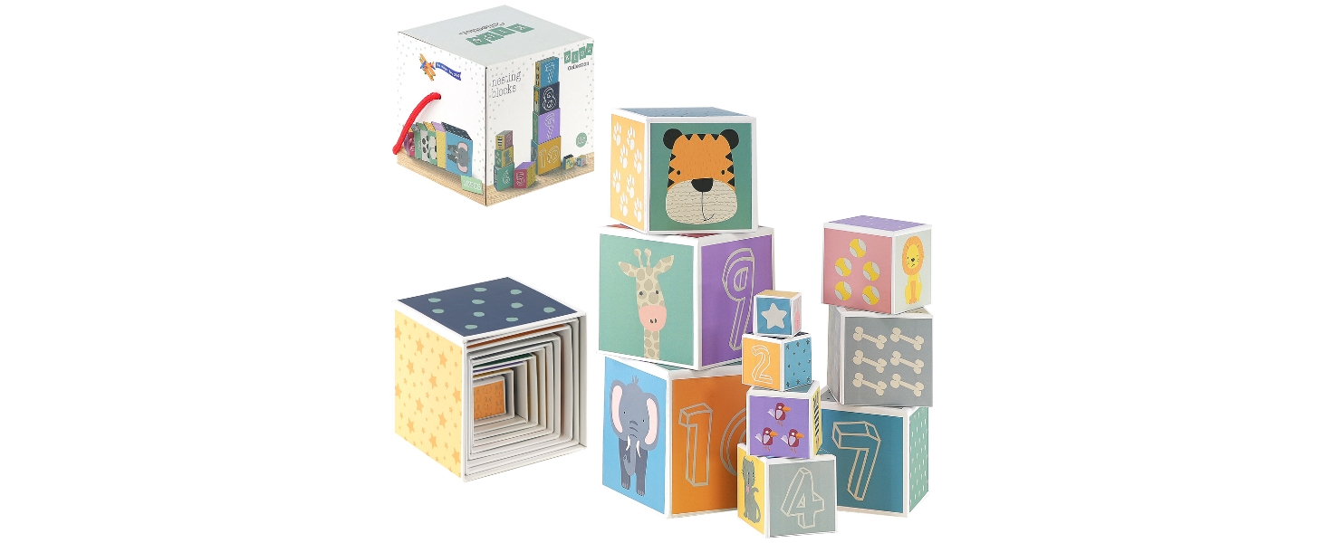 The Magic Toy Shop Kids Baby Nesting & Stacking Colourful Blocks Set ...