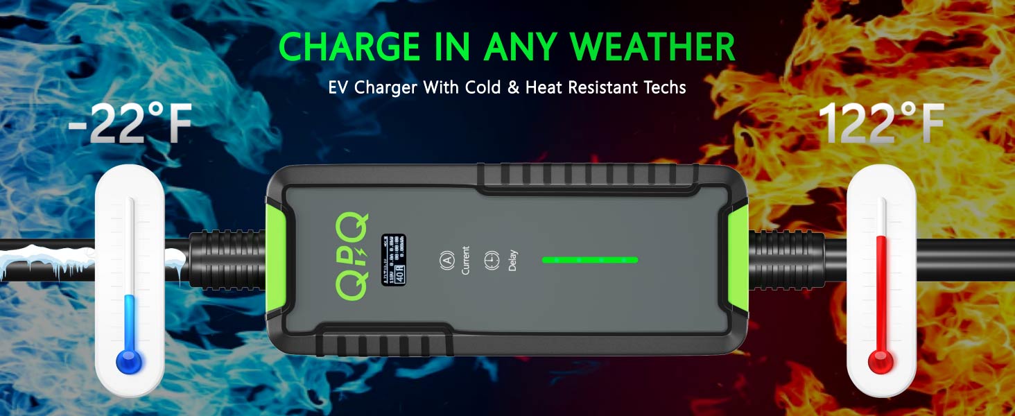 Amazon.com: QPQ Level 2 EV Charger 40A 240V, Portable Electric Vehicle Charging Stations with ...