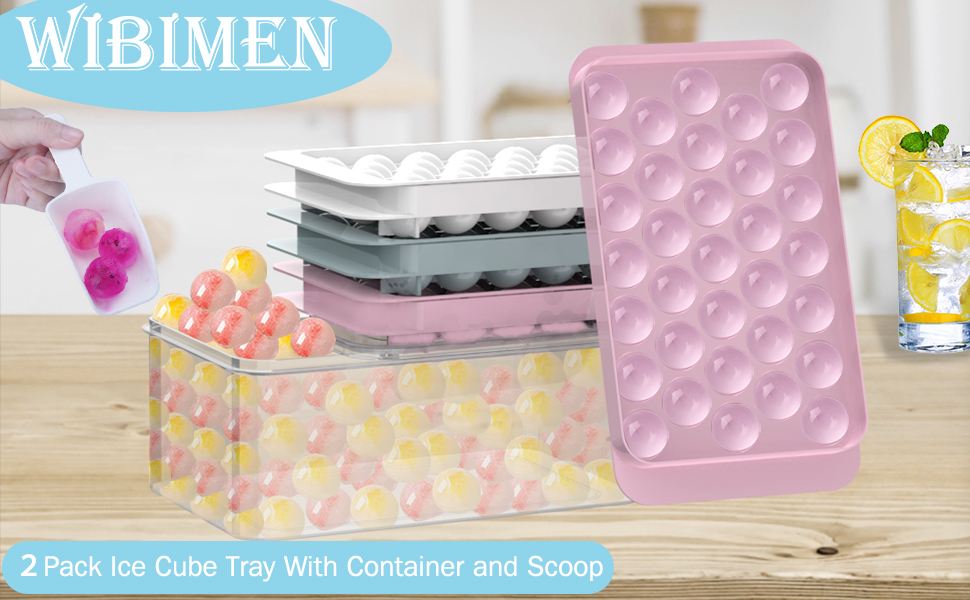 Amazon.com: WIBIMEN Ice Cube Tray for Freezer with Lid & Bin, 1"x66 Round Ice Cube Mold with ...
