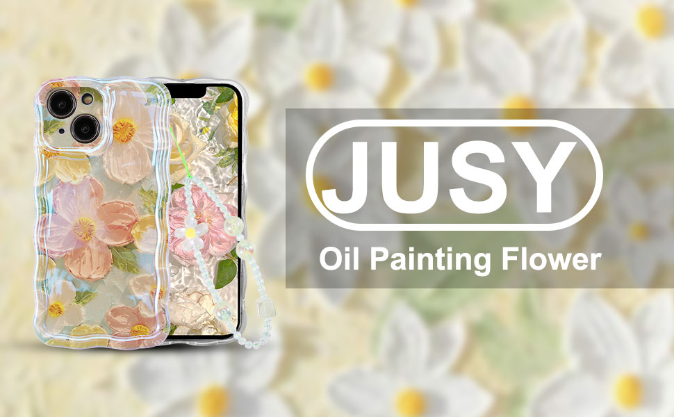 Amazon.com: Jusy Oil Painting Flower Compatible with iPhone 11 Pro Max Case, with Bracelet Chain ...