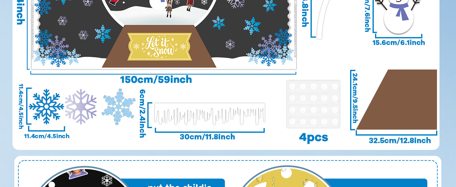 Amazon.com: Winter Snowman Bulletin Board Decorations Set Snowflake ...