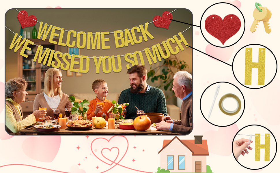 Amazon.com: Welcome Back We Missed You So Much Banner, Welcome Back Family Party Decor, Welcome ...