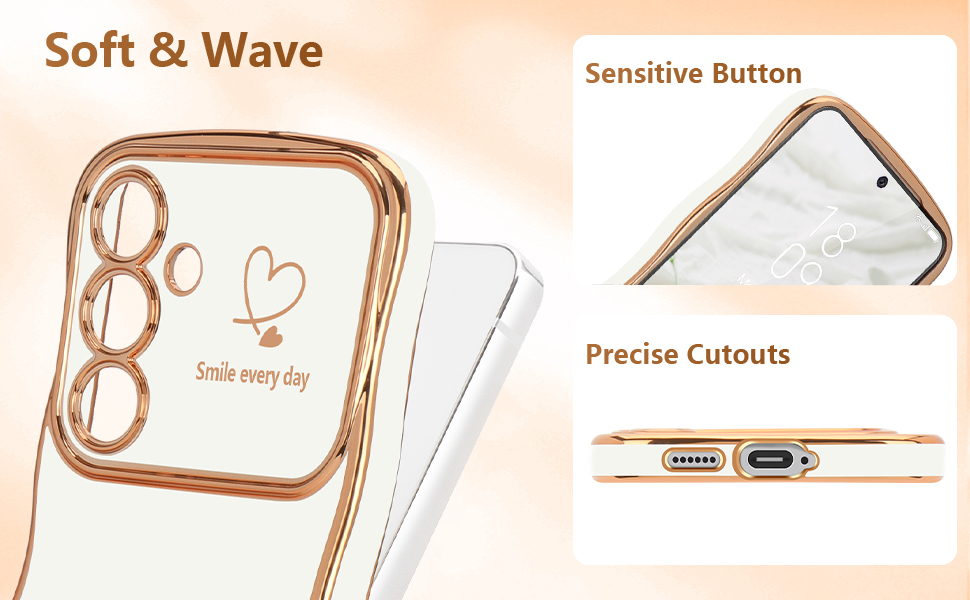 Amazon.com: LCHULLE for Samsung Galaxy S25 Plus Case for Women Girls, Cute Wave Frame Curly ...