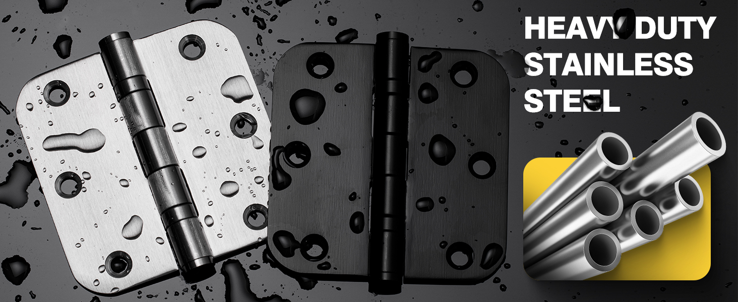 KOLET Ball Bearing Door Hinges, 3.5 Inches Door Hinges, 5/8'' Radius Corner Heavy Duty Stainless ...