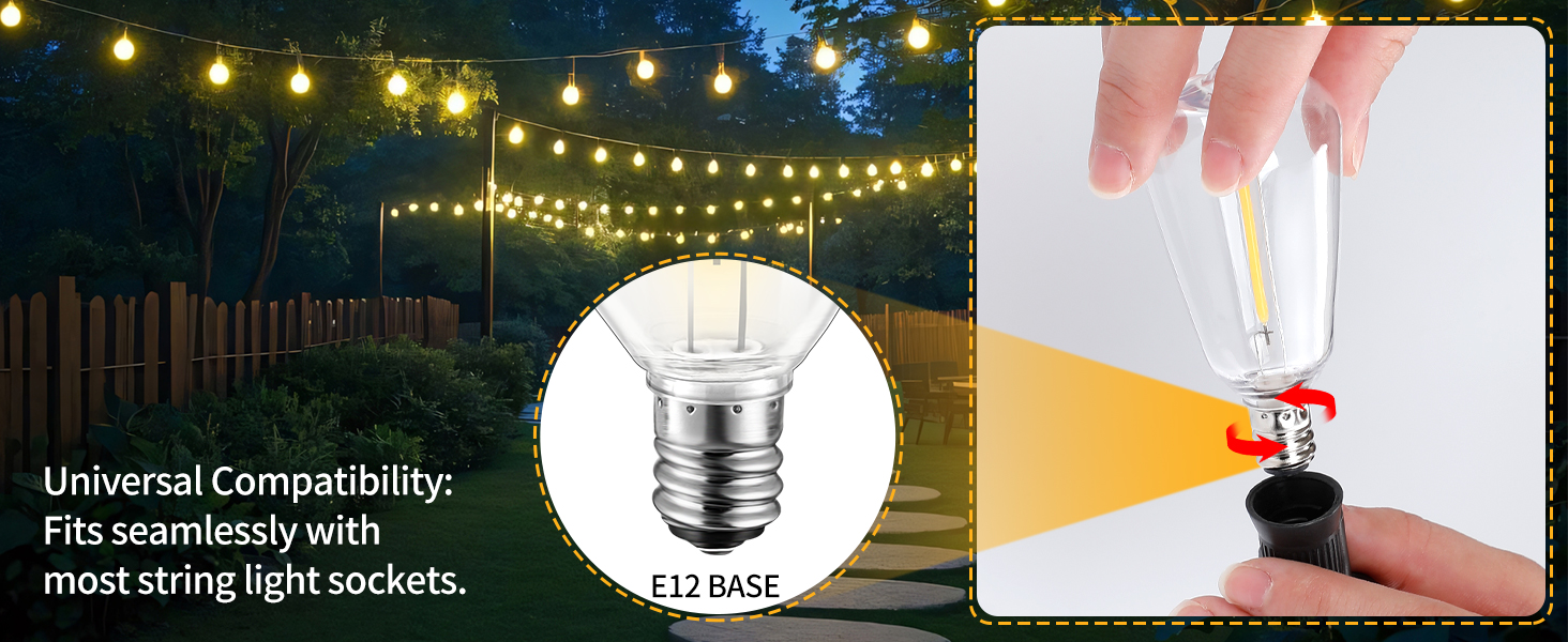 Hobbynors 10Pack ST38 LED Outdoor String Light Replacement Bulbs, Shatterproof & Weatherproof ...