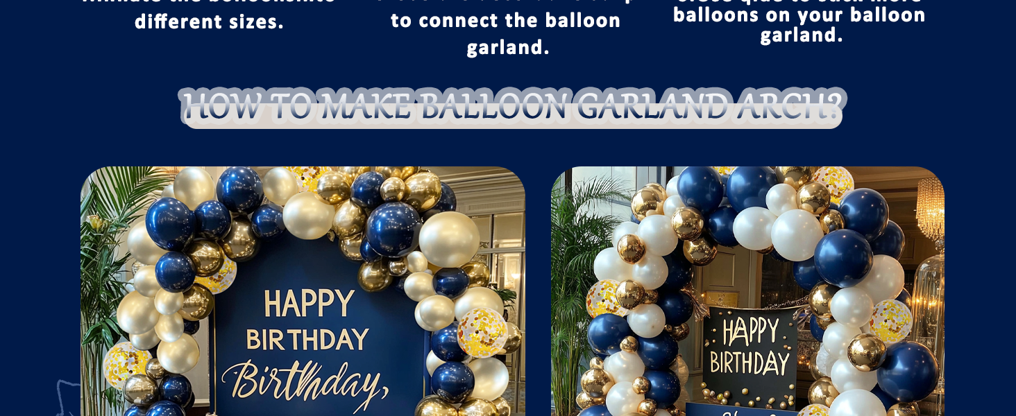 Amazon.com: Navy Blue Gold Balloon Graland Arch Kit, Double Stuffed Pearl White Royal Blue ...