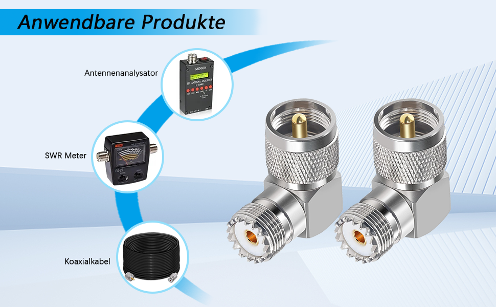 TUOLNK UHF Stecker auf Buchse rechtwinkliger Stecker UHF PL259 Stecker auf SO239 Buchse Winkel ...